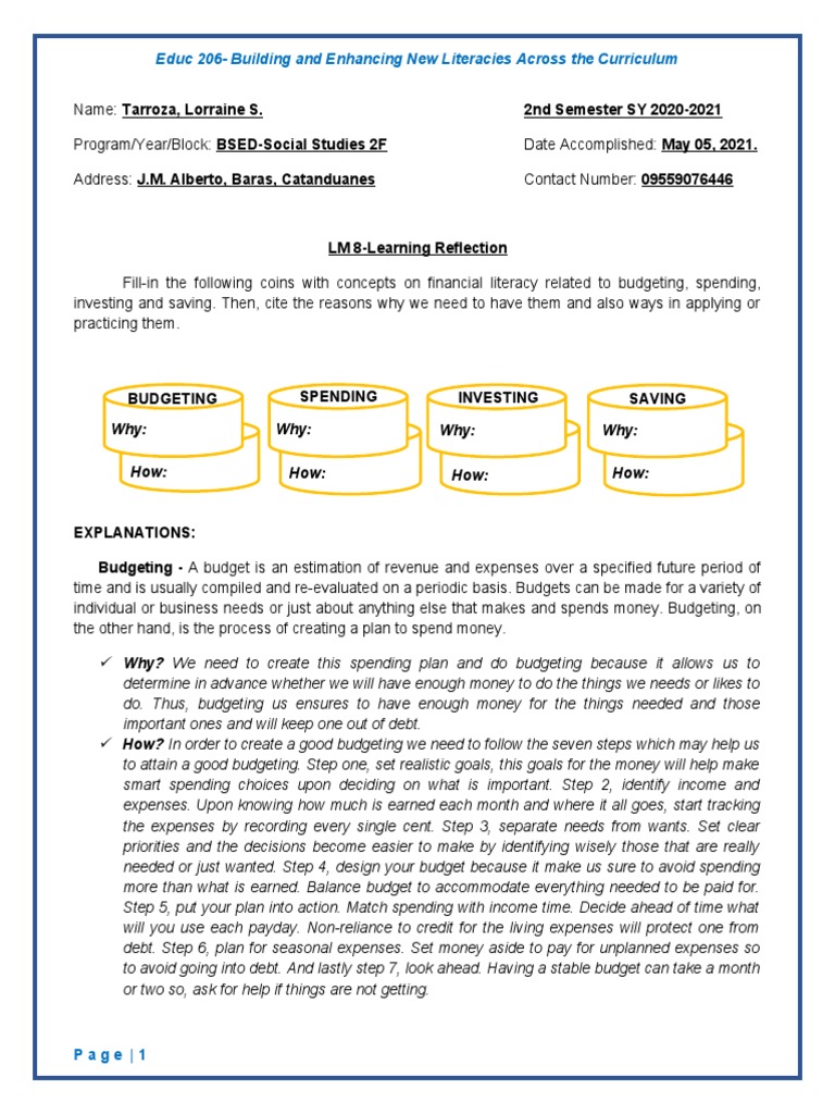 Educ 206 LM 8 Answer | PDF | Investing | Interest