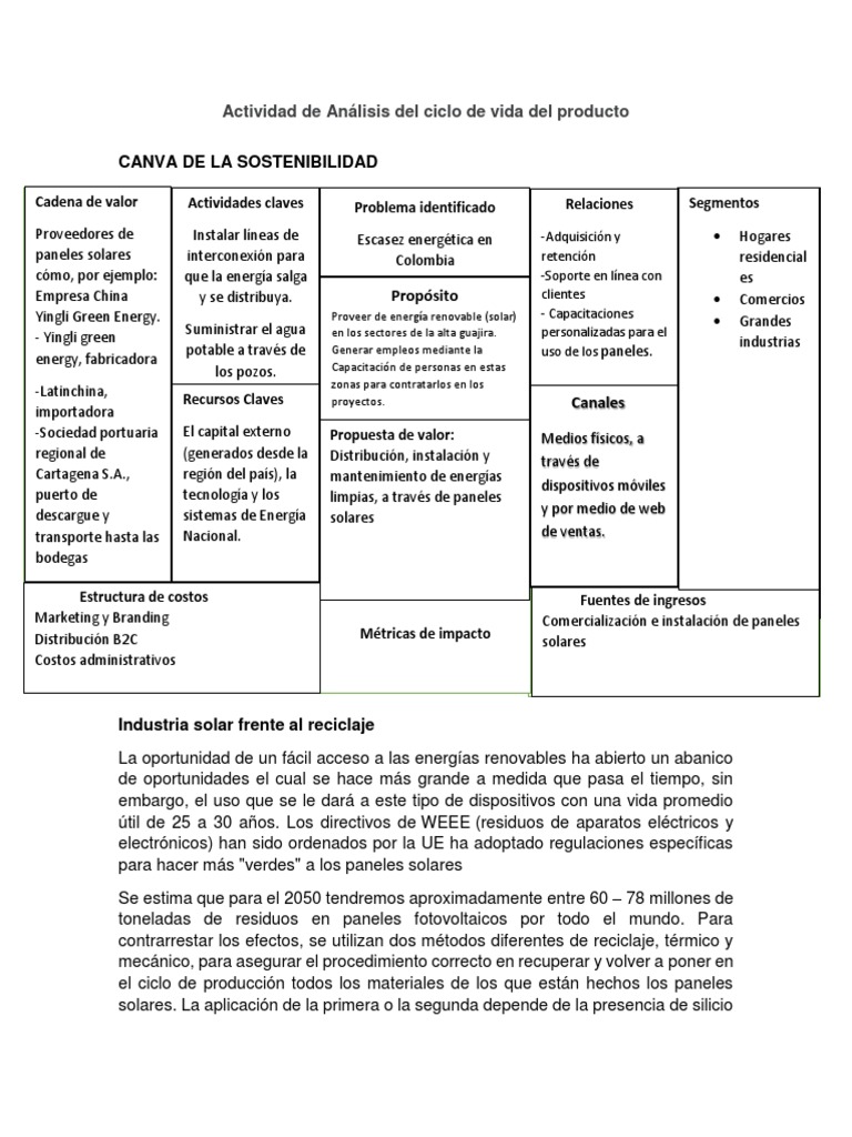 Analisis Del Ciclo De Vida Pdf Panel Solar Energía Solar