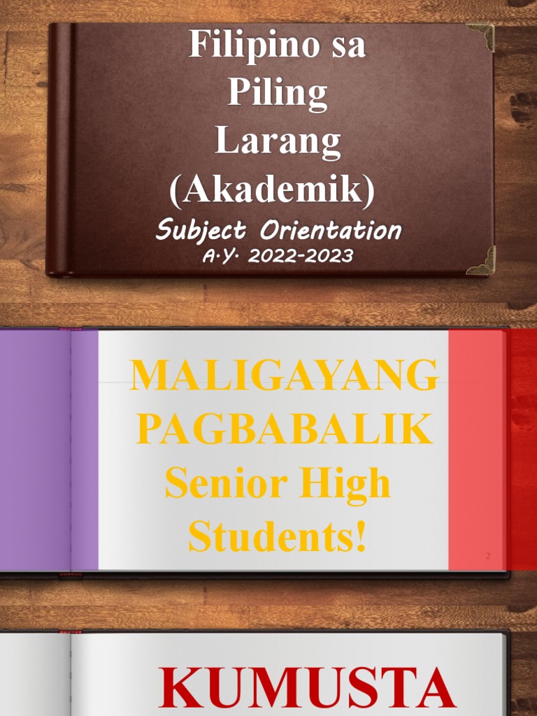 Subject Orientation - Filipino Sa Piling Larang | PDF