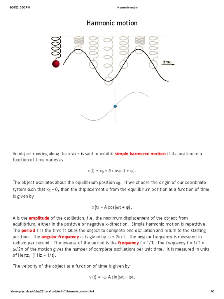 Harmonic Motion - SPRING | PDF | Oscillation | Force
