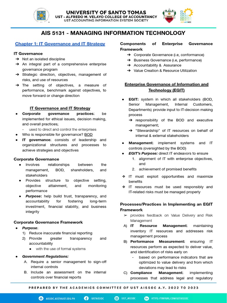 (AISSOC) - Managing Information Technology | PDF | Information Security | Governance