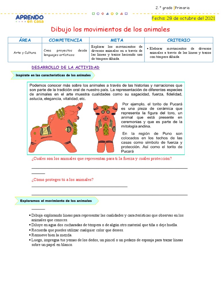 Dibuja Movimientos de Animales con Témpera | PDF | Dibujo