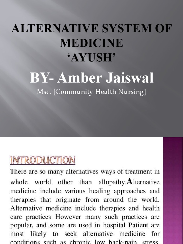 AYUSH (Alternative System of Medicine) | PDF