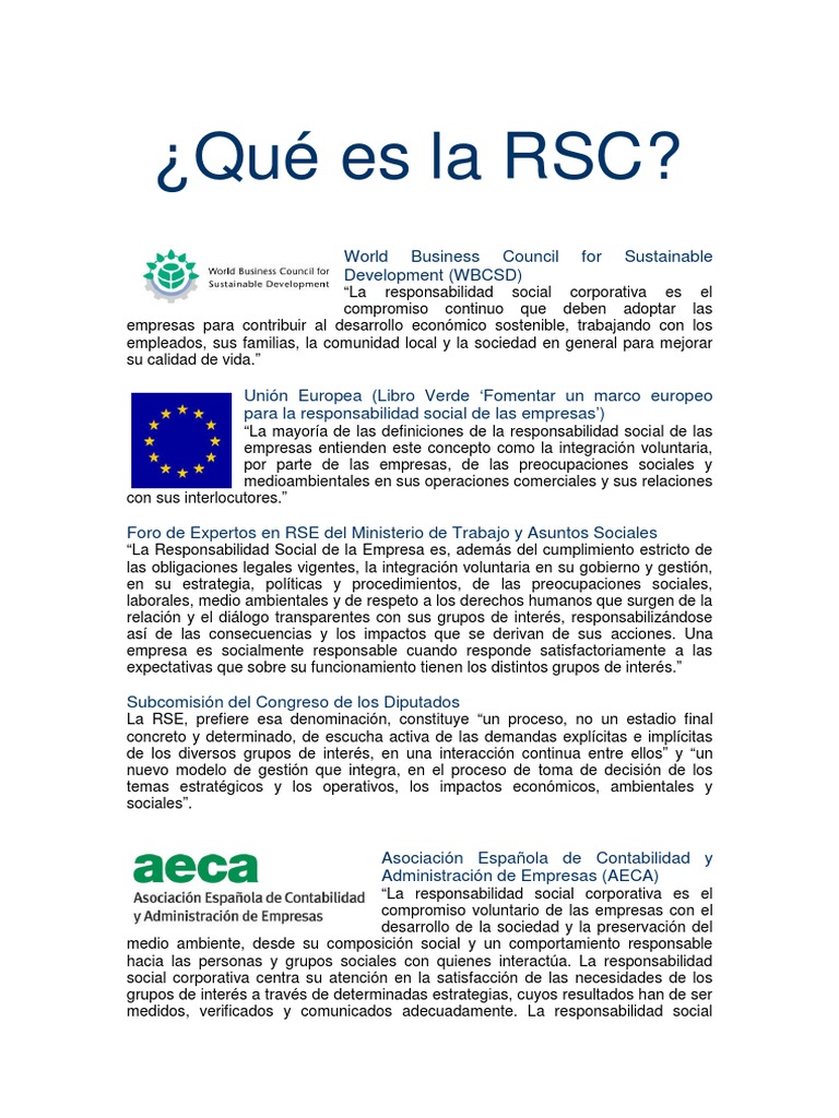 Qué Es La RSC 1 | PDF | Responsabilidad social corporativa | Business