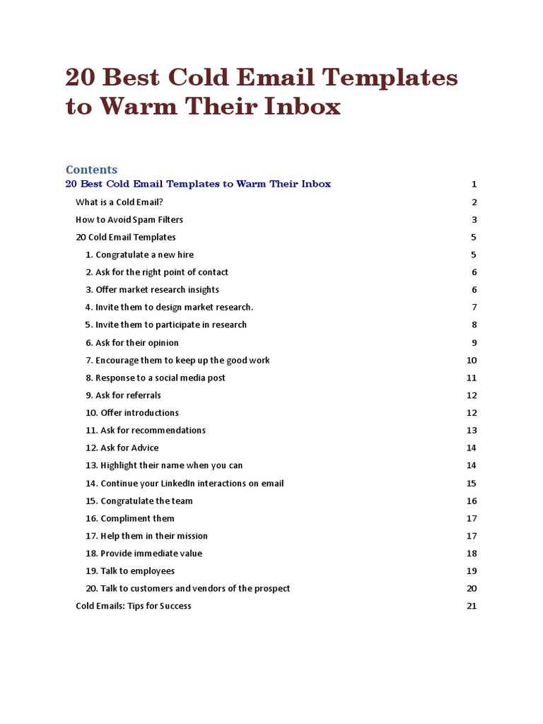 20 Effective Cold Email Templates | PDF | Email Spam | Communication