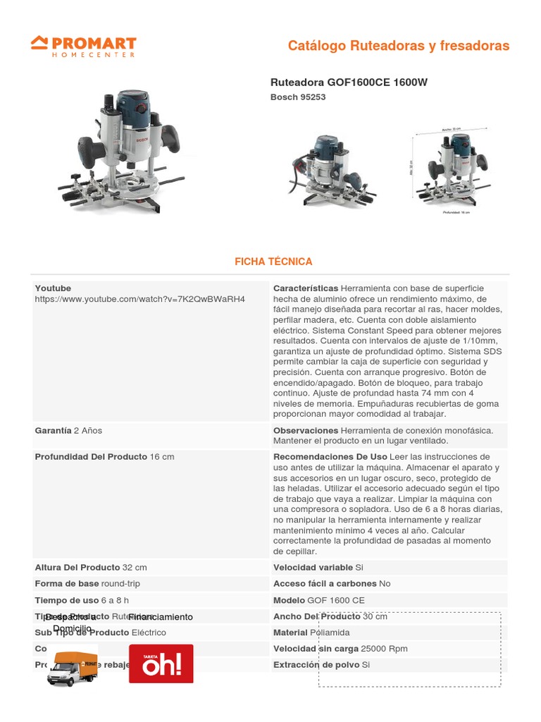 Catálogo de ruteadoras y fresadoras: Características y especificaciones ...