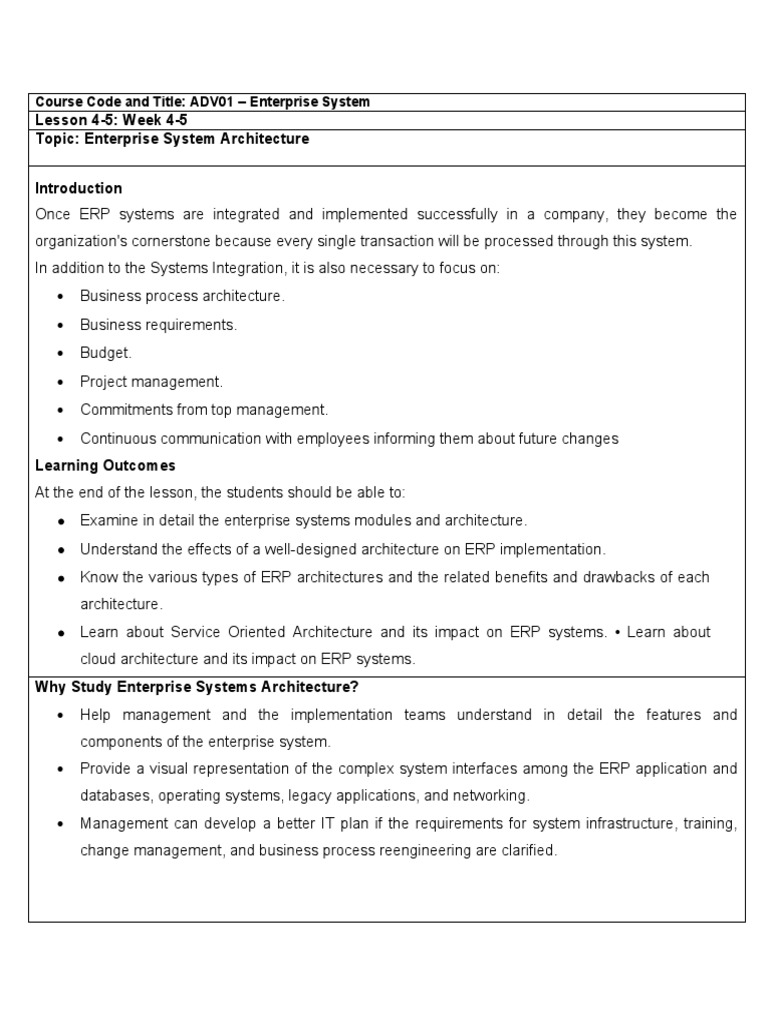 Week-4-5 - Lesson 4-5 | PDF | Enterprise Resource Planning | Cloud Computing