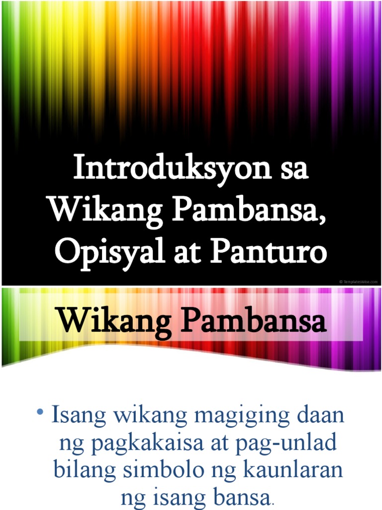 Wikang Pambansa Opisyal at Panturo | PDF