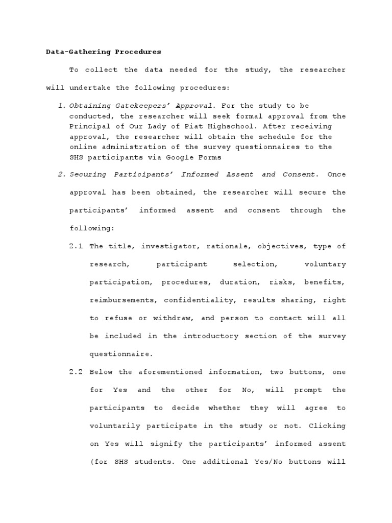 Data Gathering Procedure | Download Free PDF | Questionnaire | Consent