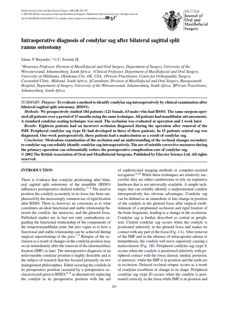 Condylar Sag | PDF | Anatomical Terms Of Location | Dentistry Branches