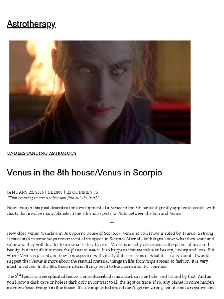 Venus in The 8th House - Venus in Scorpio - Astrotherapy | PDF ...