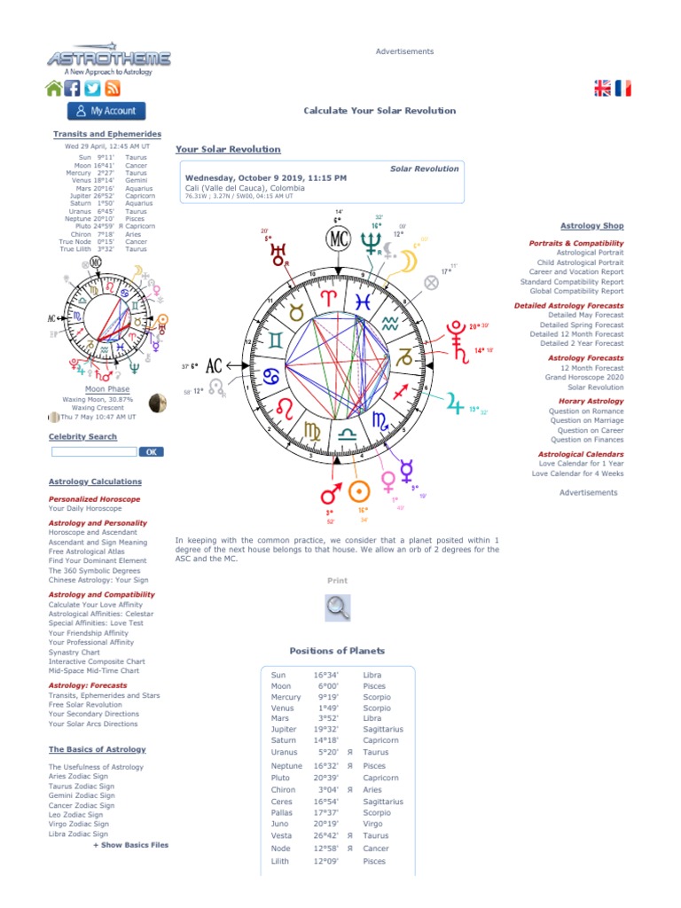 Calculate Your Solar Revolution | PDF | Planets In Astrology ...