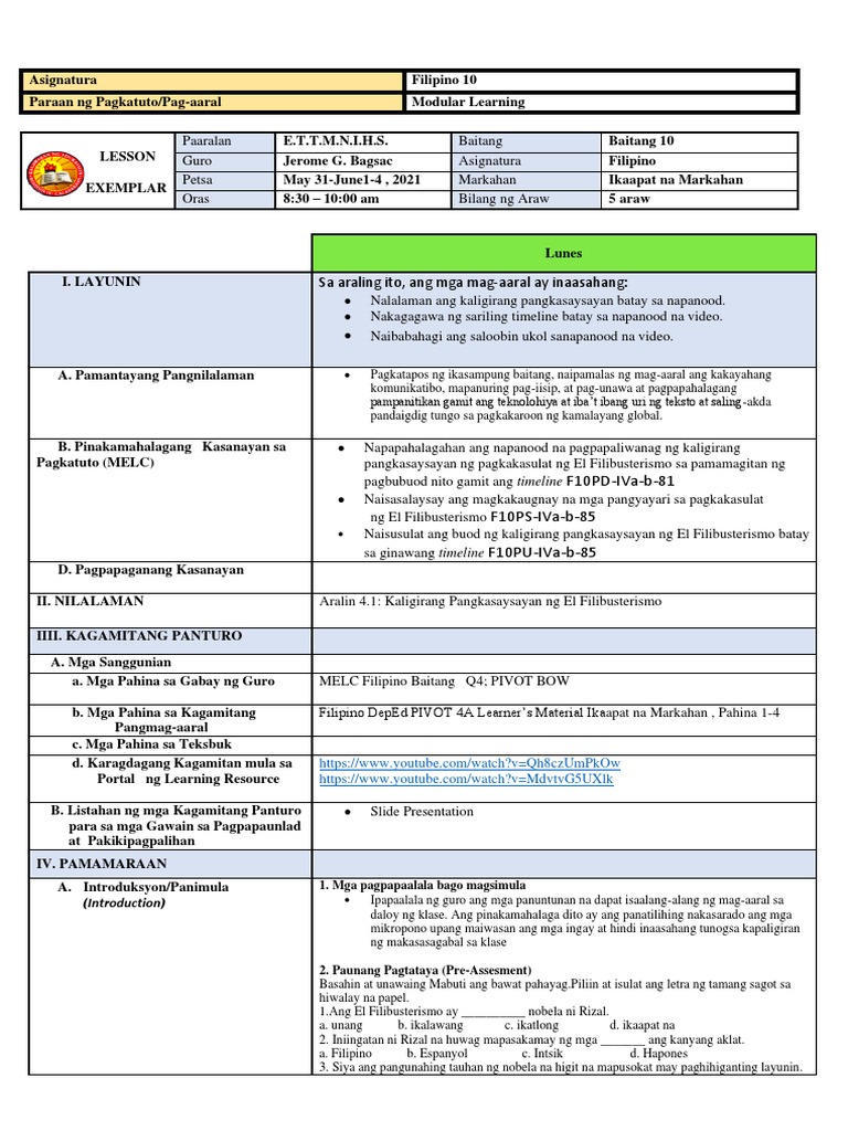 Lesson Exemplar - Cot 2 | PDF