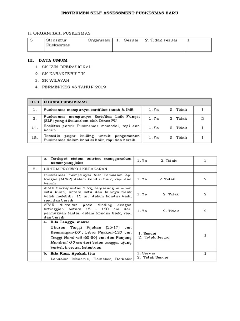 Self Assessment Puskesmas | PDF