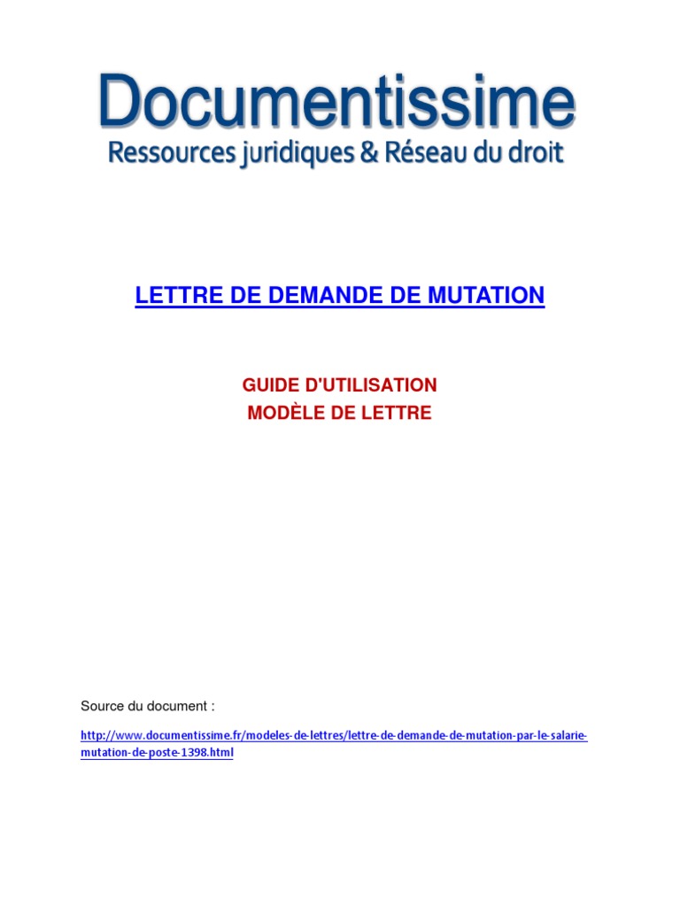 Modele de Lettre de Demande de Mutation | PDF | Évolution de carrière | Affaires