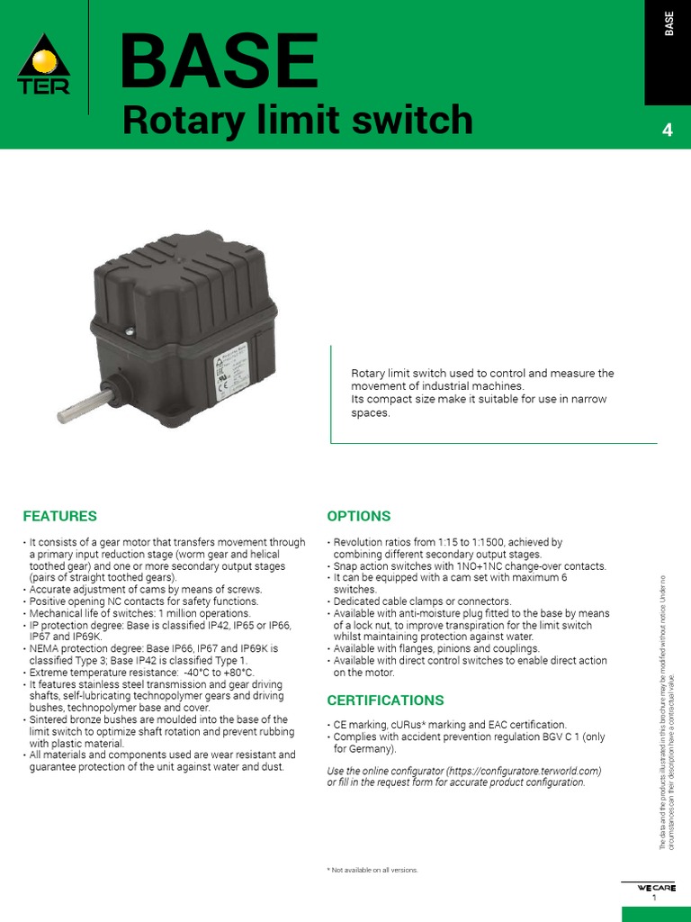 Ravasiiberica Rotary Limit Switch Base | PDF | Gear | Switch