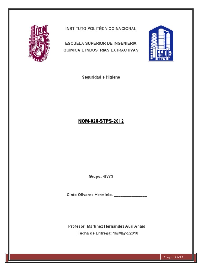 Análisis de la NOM-028-STPS-2012 | PDF | Tecnología