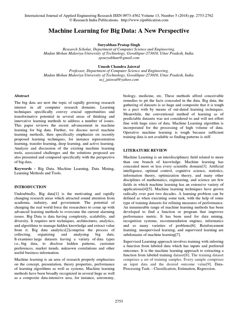 Ijaerv13n5 88 | PDF | Apache Hadoop | Machine Learning