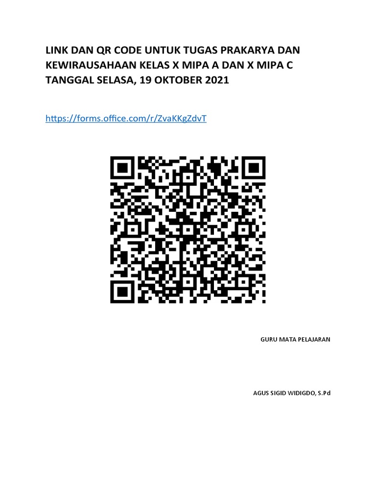 Link Dan QR Code Untuk Tugas Prakarya Dan Kewirausahaan Kelas X Mipa A ... Link Dan QR Code Untuk Tugas Prakarya Dan Kewirausahaan Kelas X Mipa A ...