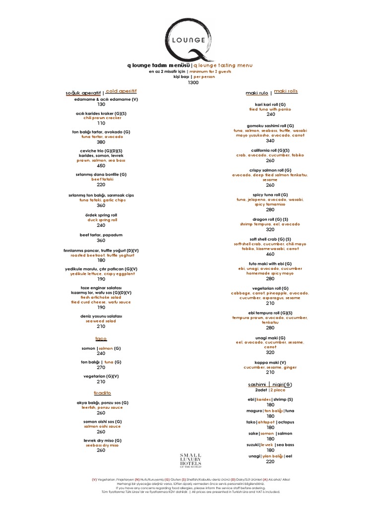 Q Lounge 2022 Food Menu Birlestirildi | PDF