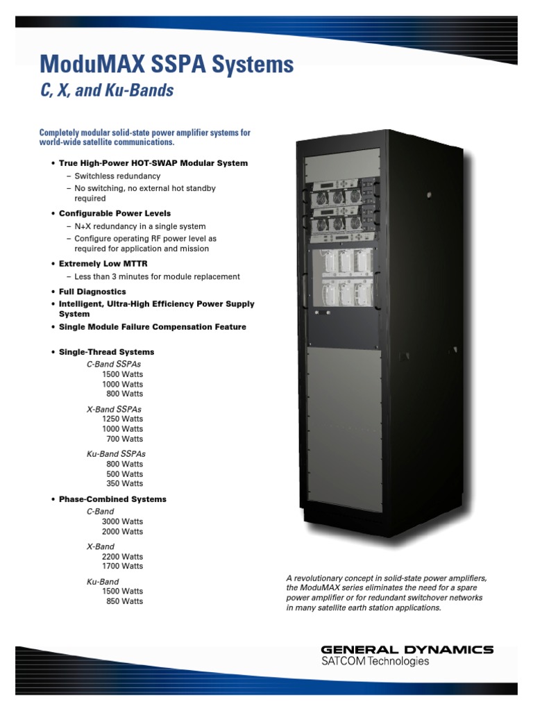 ModuMAX SSPA Systems - General Dynamics SATCOM Technologies | PDF | Amplifier | Power Supply