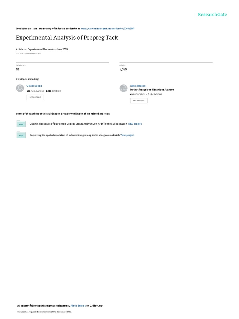 Experimental Analysis of Prepreg Tack | PDF | Composite Material | Force