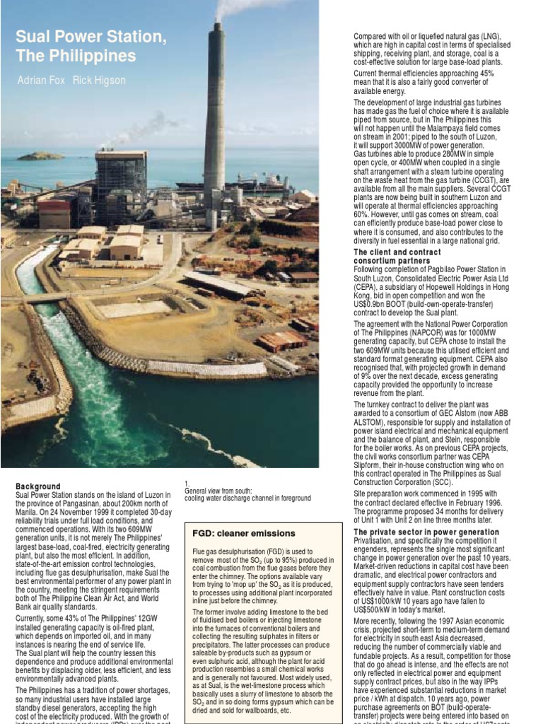 Sual Power Station: Philippines' Coal Leader | PDF | Power Station | Water