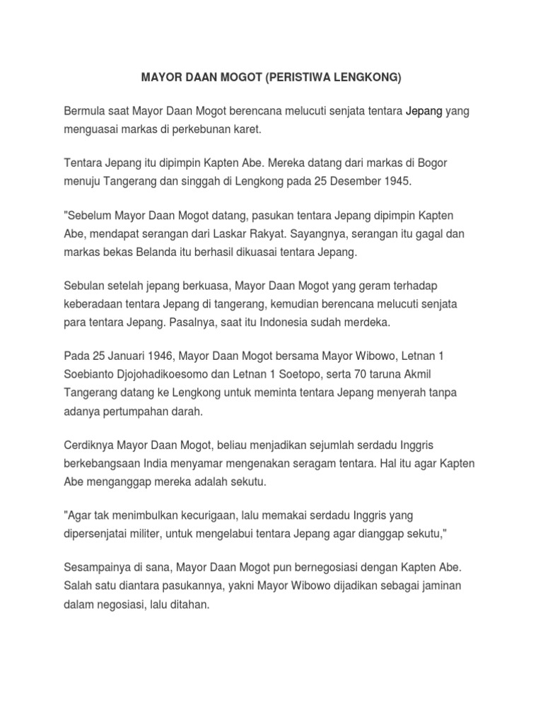 Mayor Daan Mogot | PDF | Perjalanan