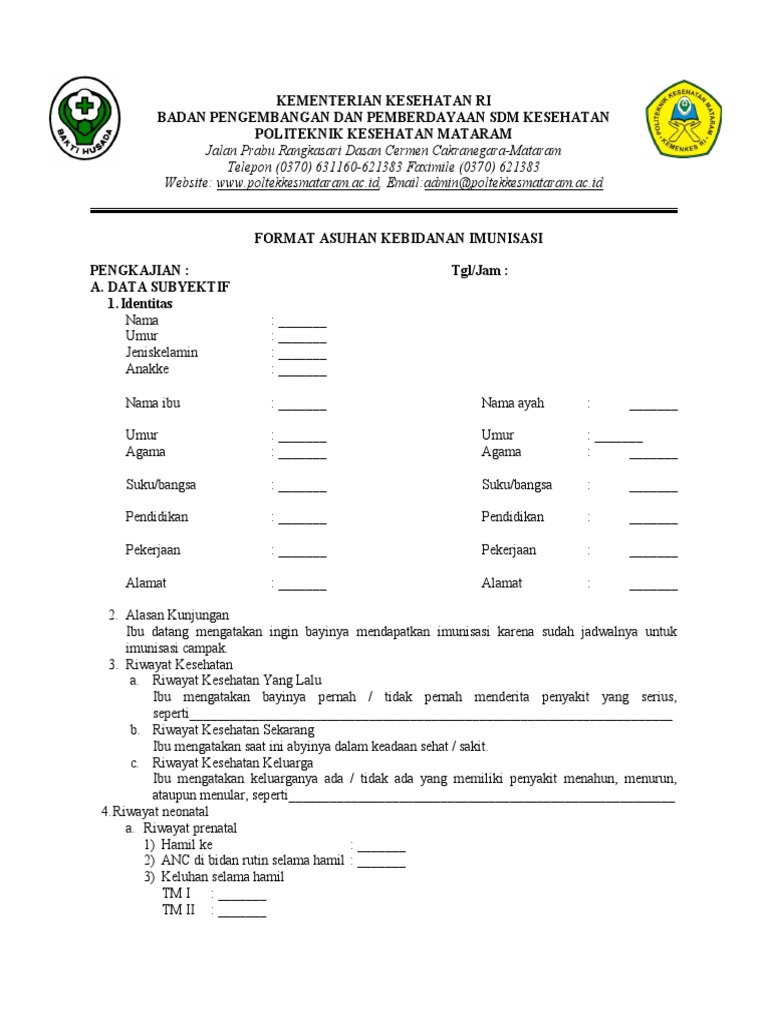 Format Asuhan Imunisasi Campak | PDF