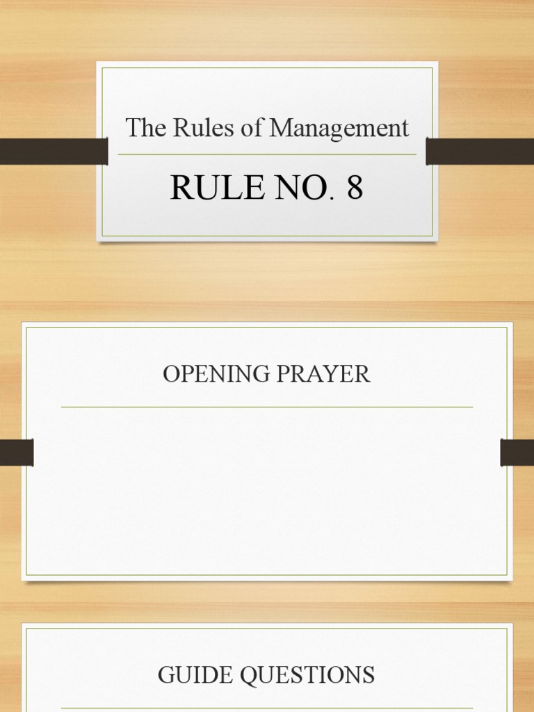 The Rules of Management | PDF