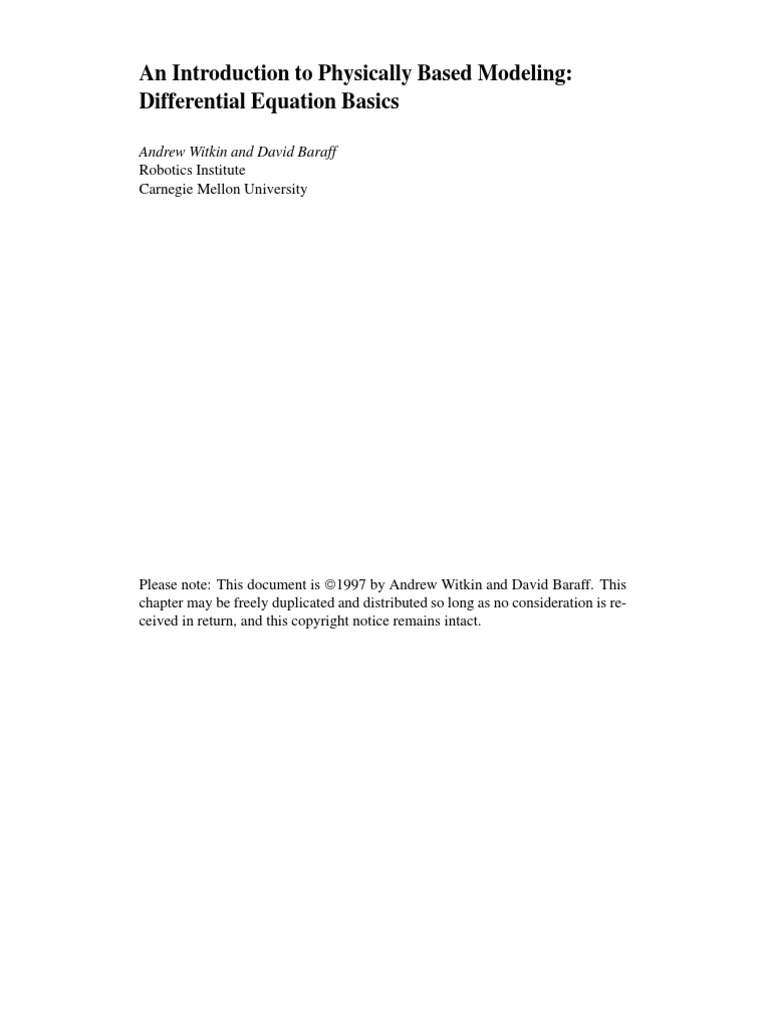 An Introduction To Physically Based Modeling | PDF | Collision | Force