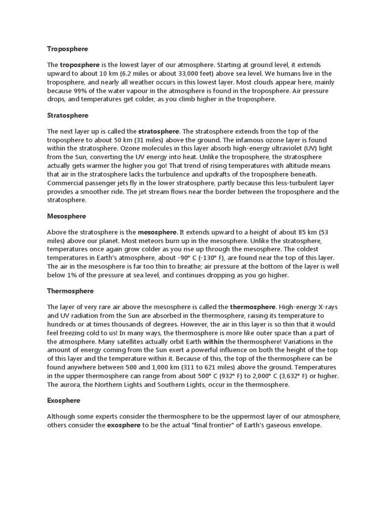 Layers of Atmosphere | PDF | Atmosphere Of Earth | Troposphere