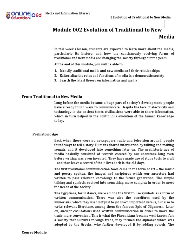 Lesson 2 Evolution From Traditional To New Media | PDF | Mass Media ...