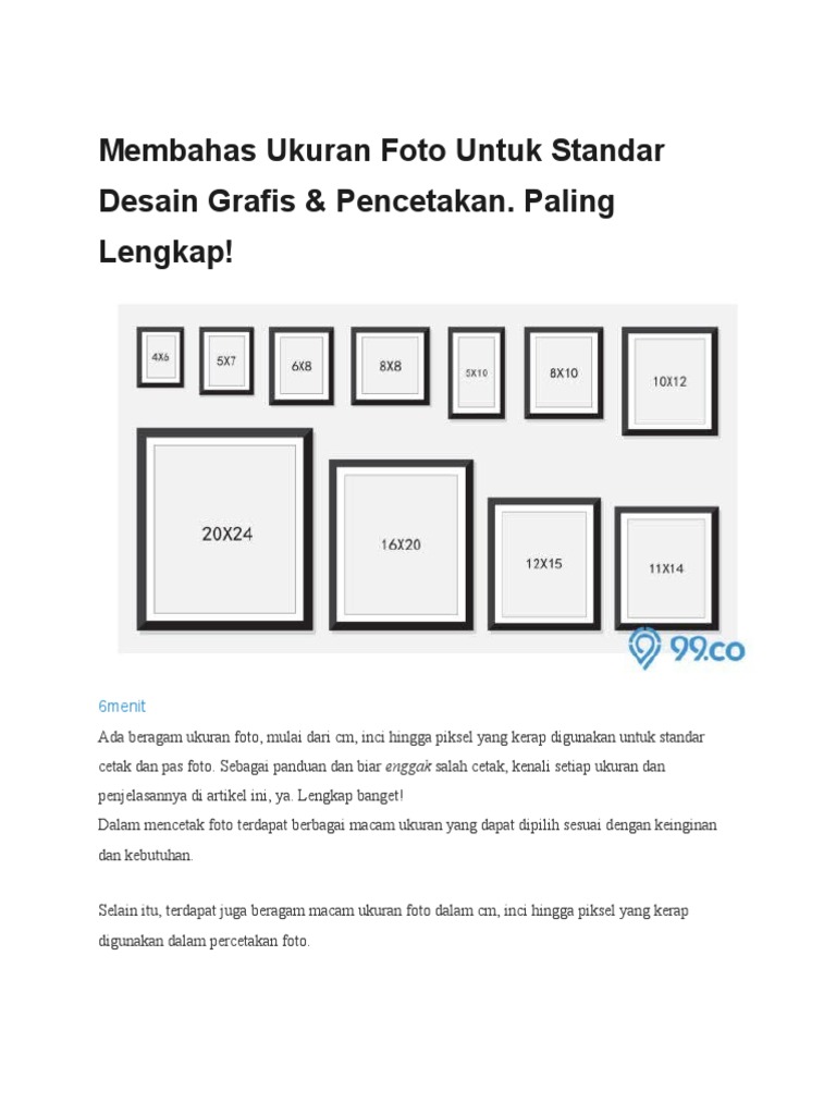 Panduan Lengkap Ukuran Foto dan Cetak | PDF | Griya & Taman | Teknologi ...