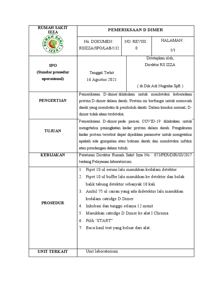 132.SPO Pemeriksaan D Dimer | PDF