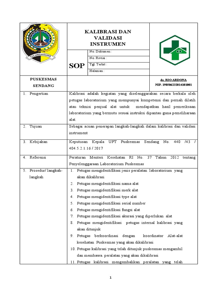 Sop Kalibrasi | PDF