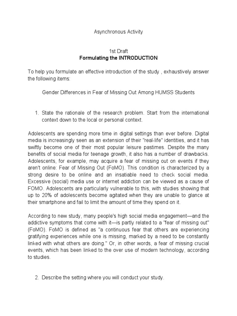 Template 1st Draft Rationale of The Study | PDF | Social Media ...