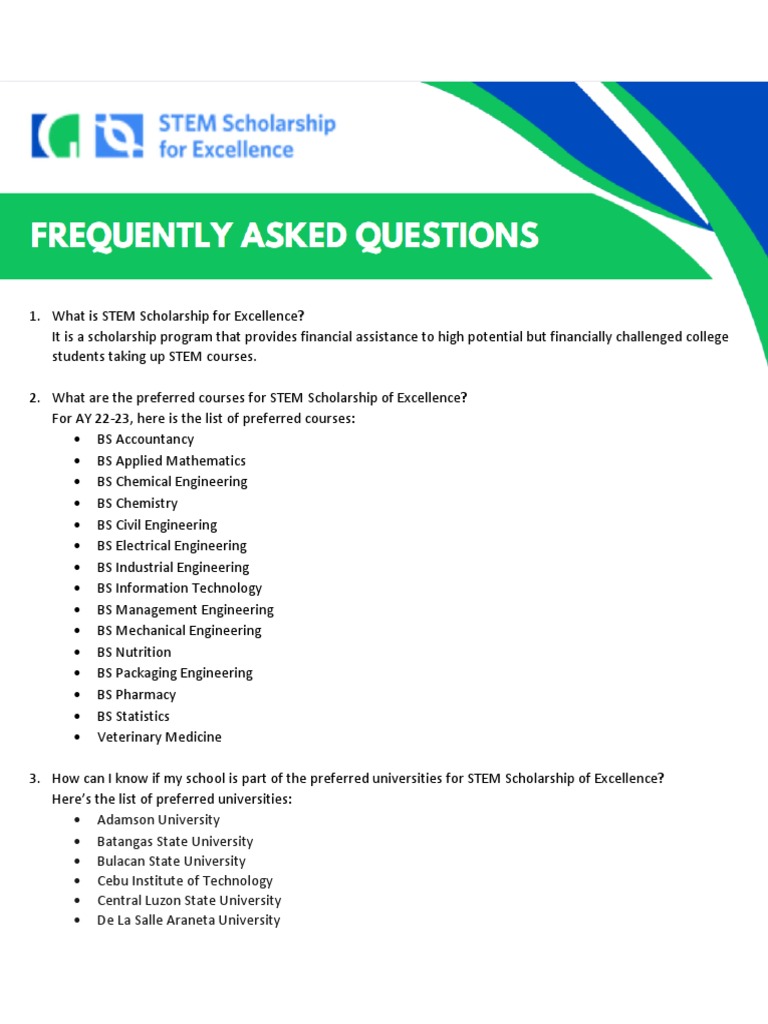 GBF GG Stem Sfe Faq 2022-2023 | PDF | Academic Degree | Bachelor's Degree