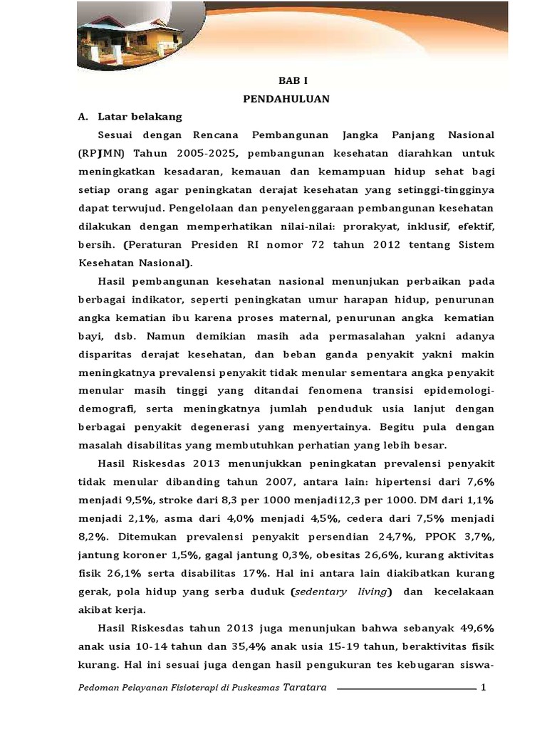 Pedoman Fisioterapi Di Puskesmas Taratar | PDF
