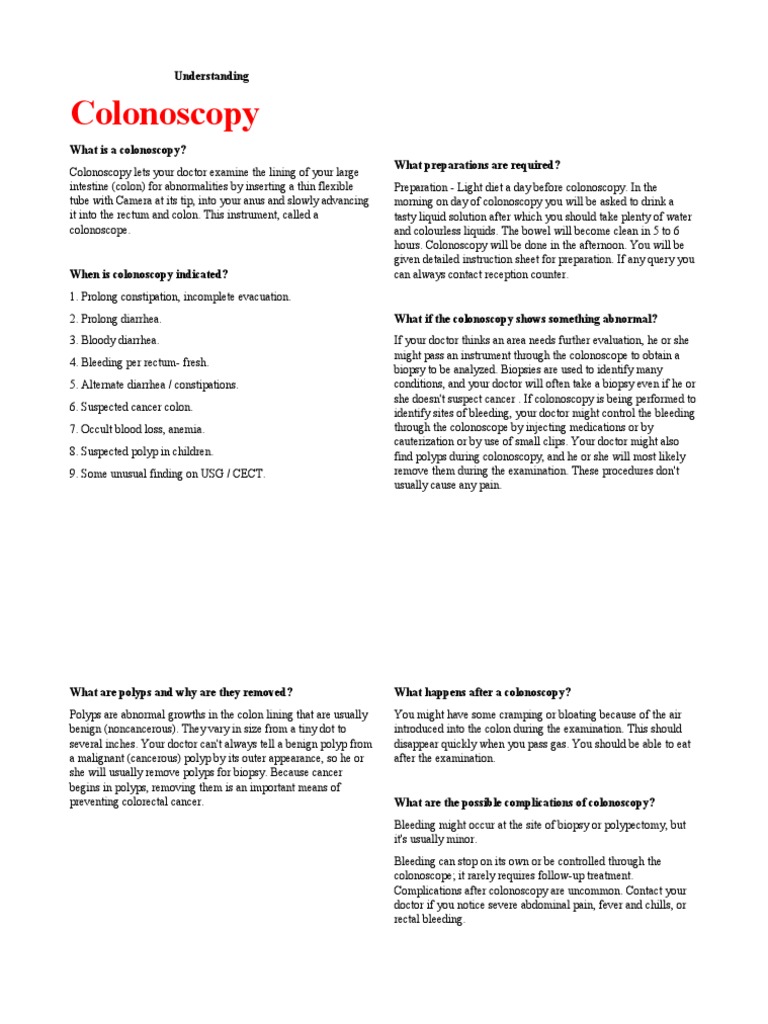 Understanding Colonoscopy ENG VERSION | Download Free PDF | Colonoscopy | Colorectal Cancer