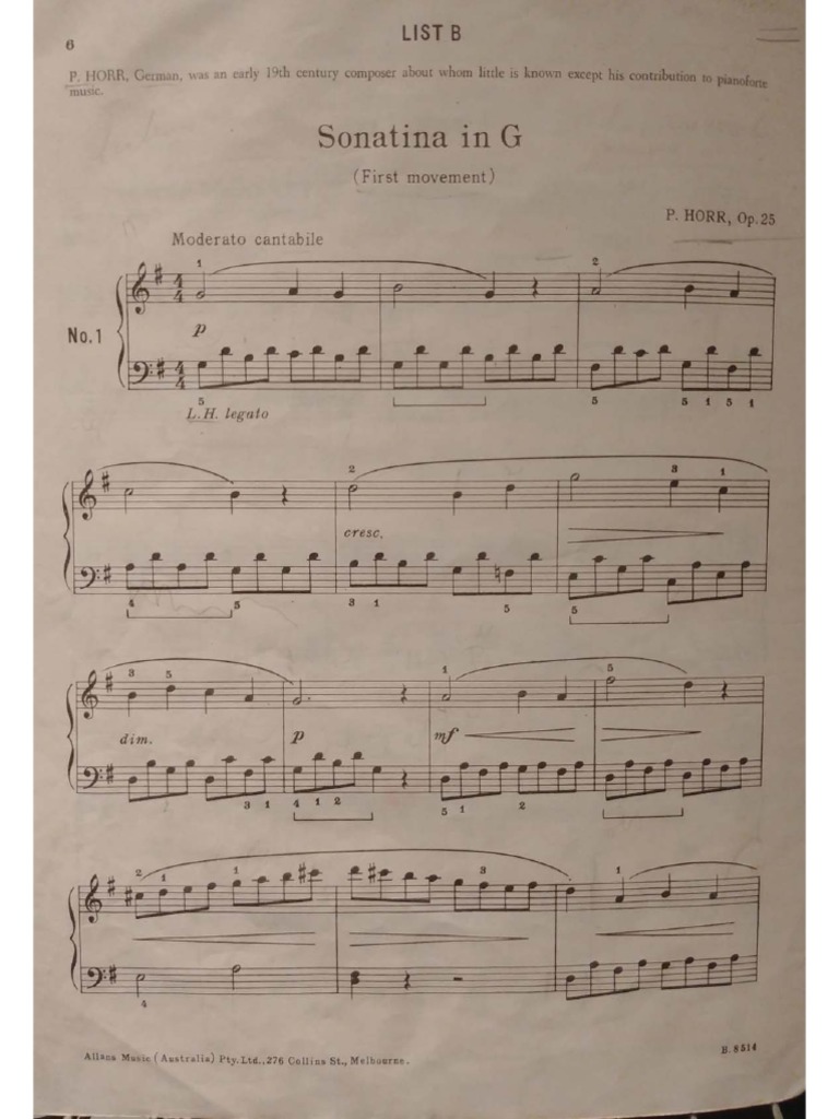Horr Sonatina Op.25 | PDF