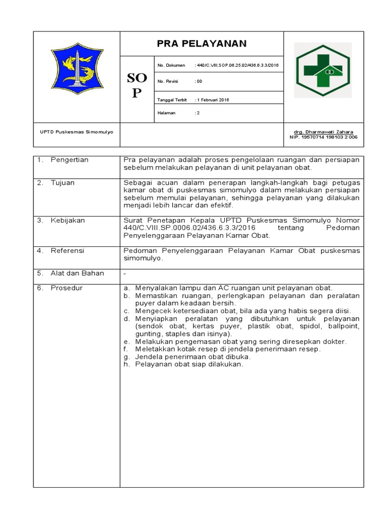 025 Sop Pra Pelayanan | PDF