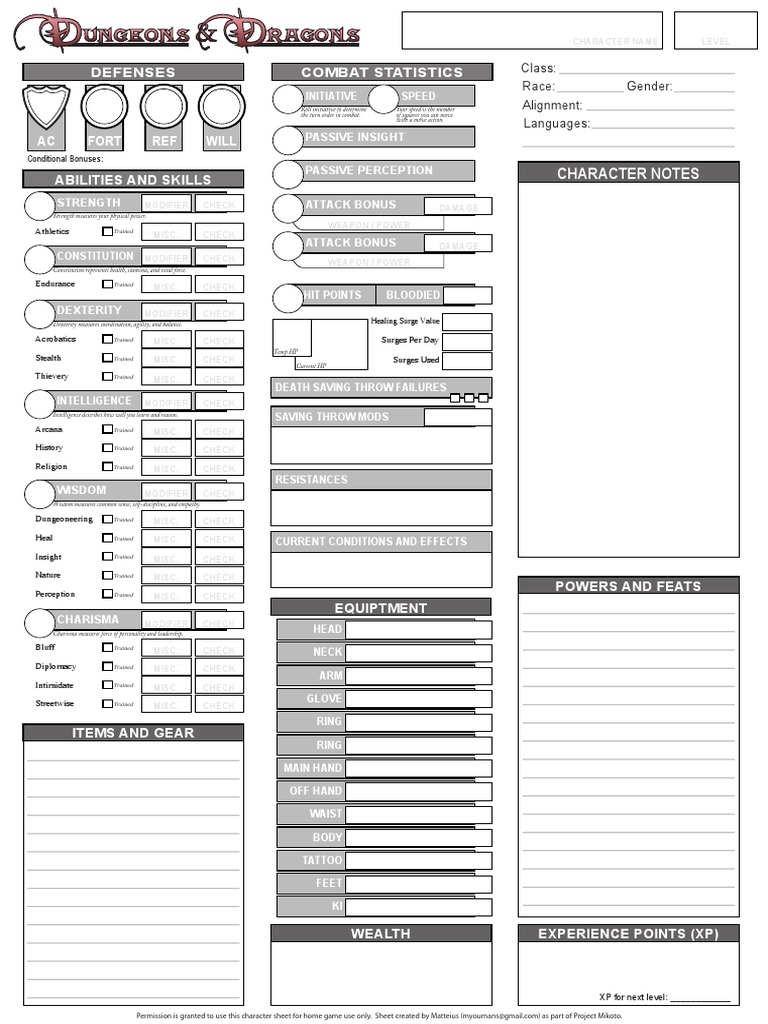Character Sheet - Project Mikoto | PDF | Adventure Games | Gaming