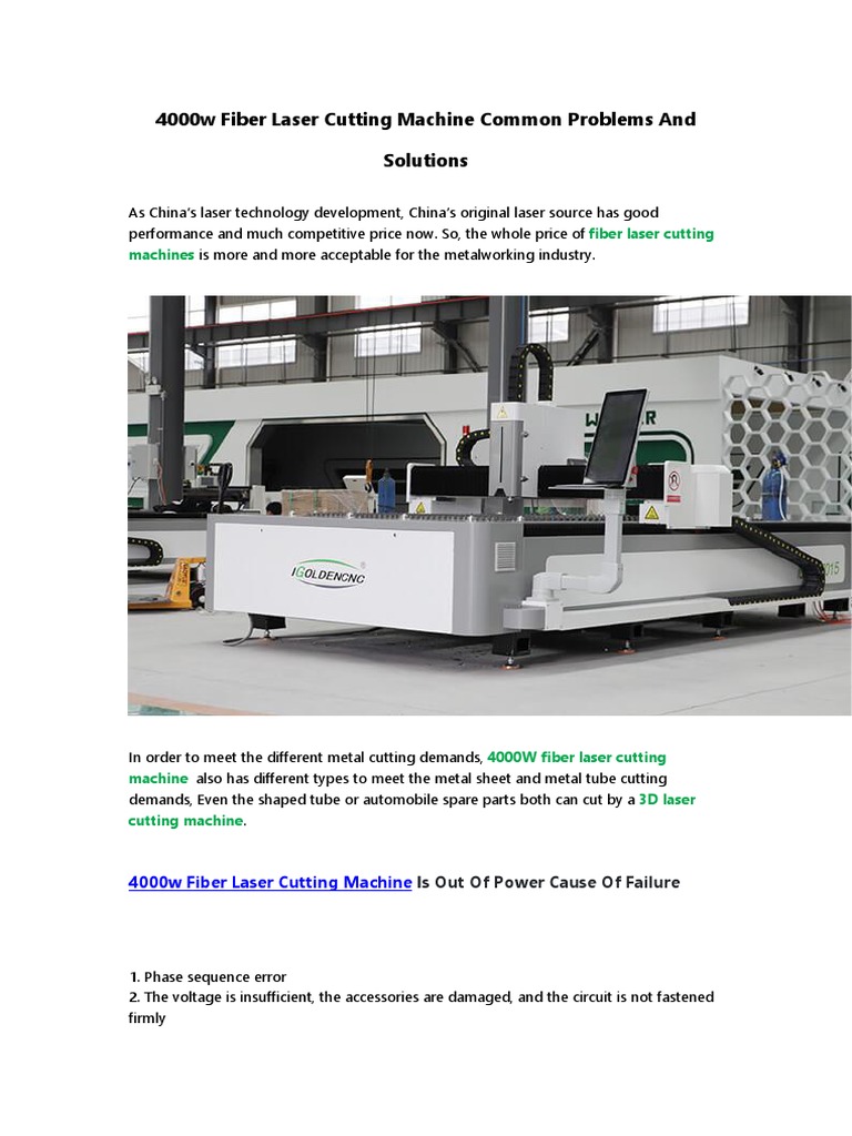 4000w Fiber Laser Cutting Machine Common Problems and Solutions | PDF ...