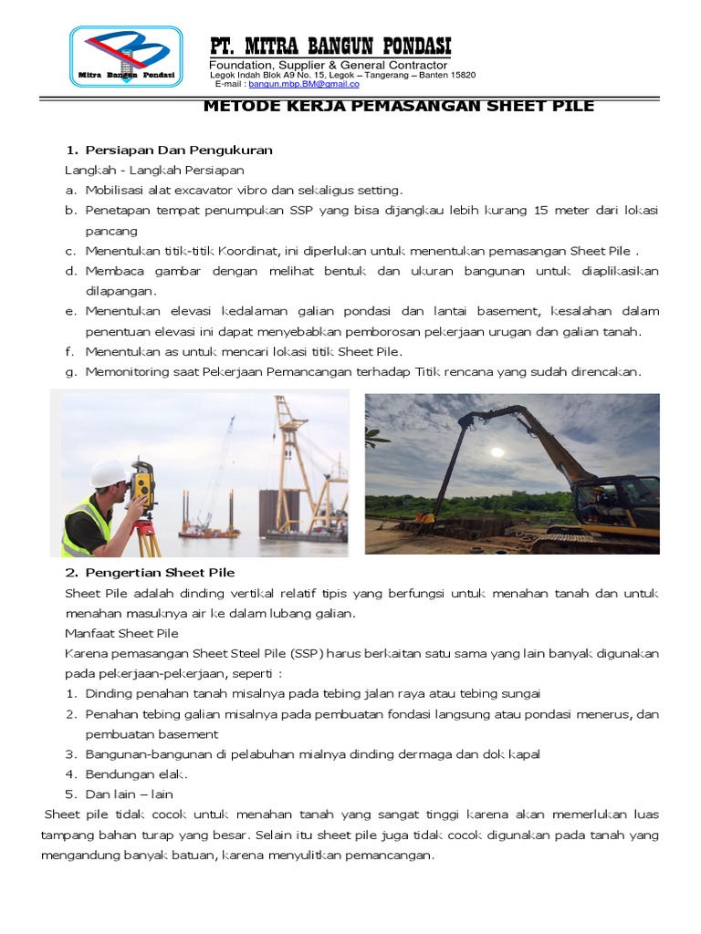 Metode Kerja Pemasangan Sheet Pile-Converted-1 | PDF