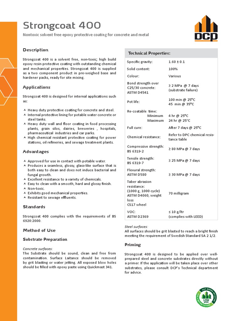 Strongcoat 400 - TDS | PDF | Concrete | Epoxy