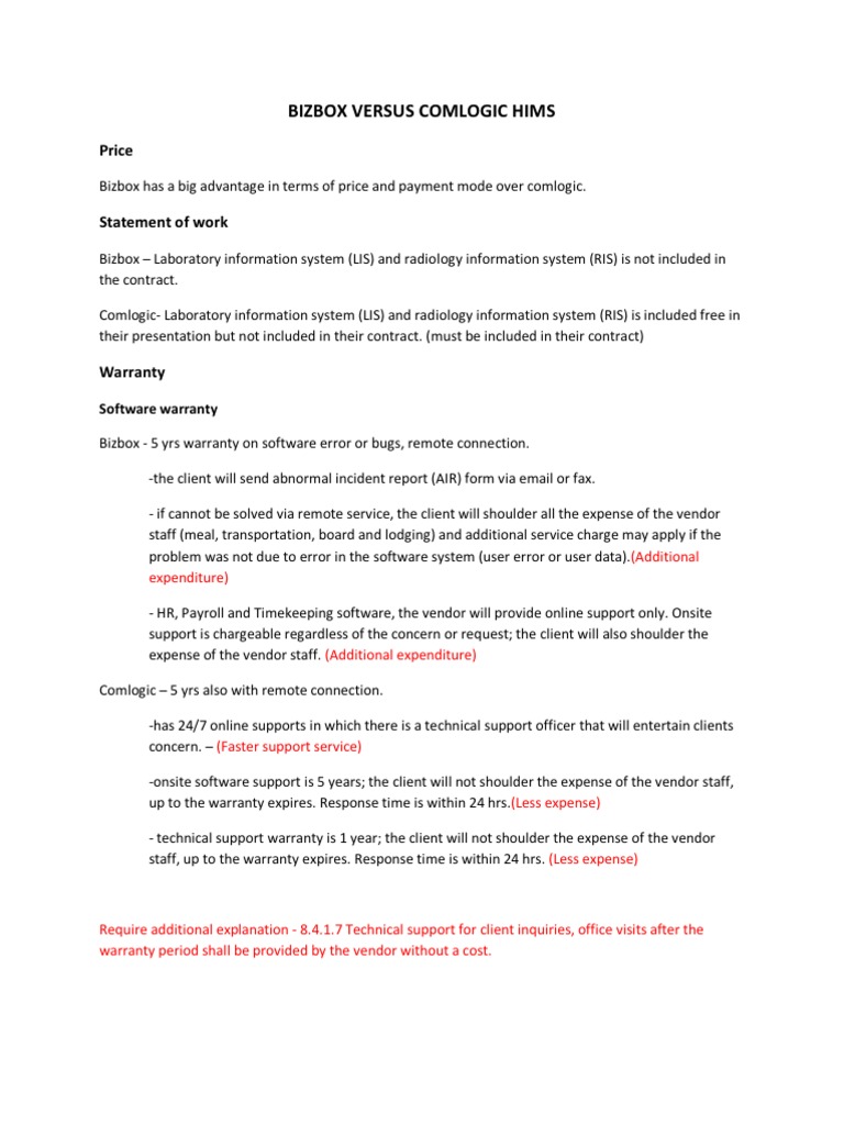 Bizbox Vs Comlogic | PDF