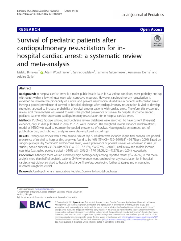 Survival of Pediatric Patients After CPR | PDF | Cardiac Arrest ...
