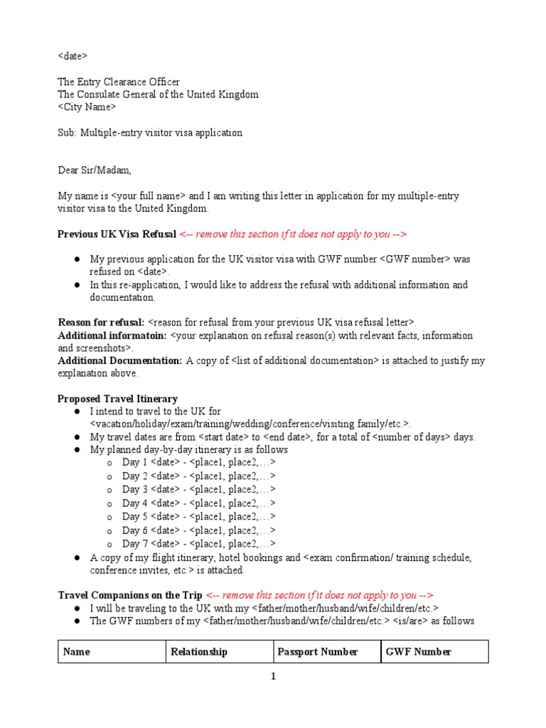 UK Visa Application Cover Letter Sample | PDF | Travel Visa | Government