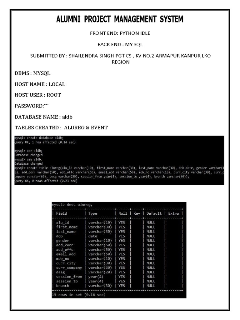 Alumni Project Management System | PDF | Databases | Information Technology Management